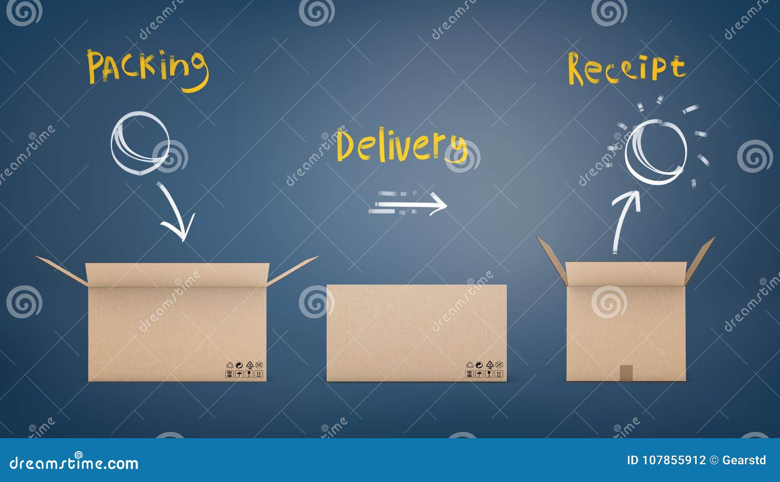 3d Rendering of a Three Carton Boxes on a Blue Background with Words ...