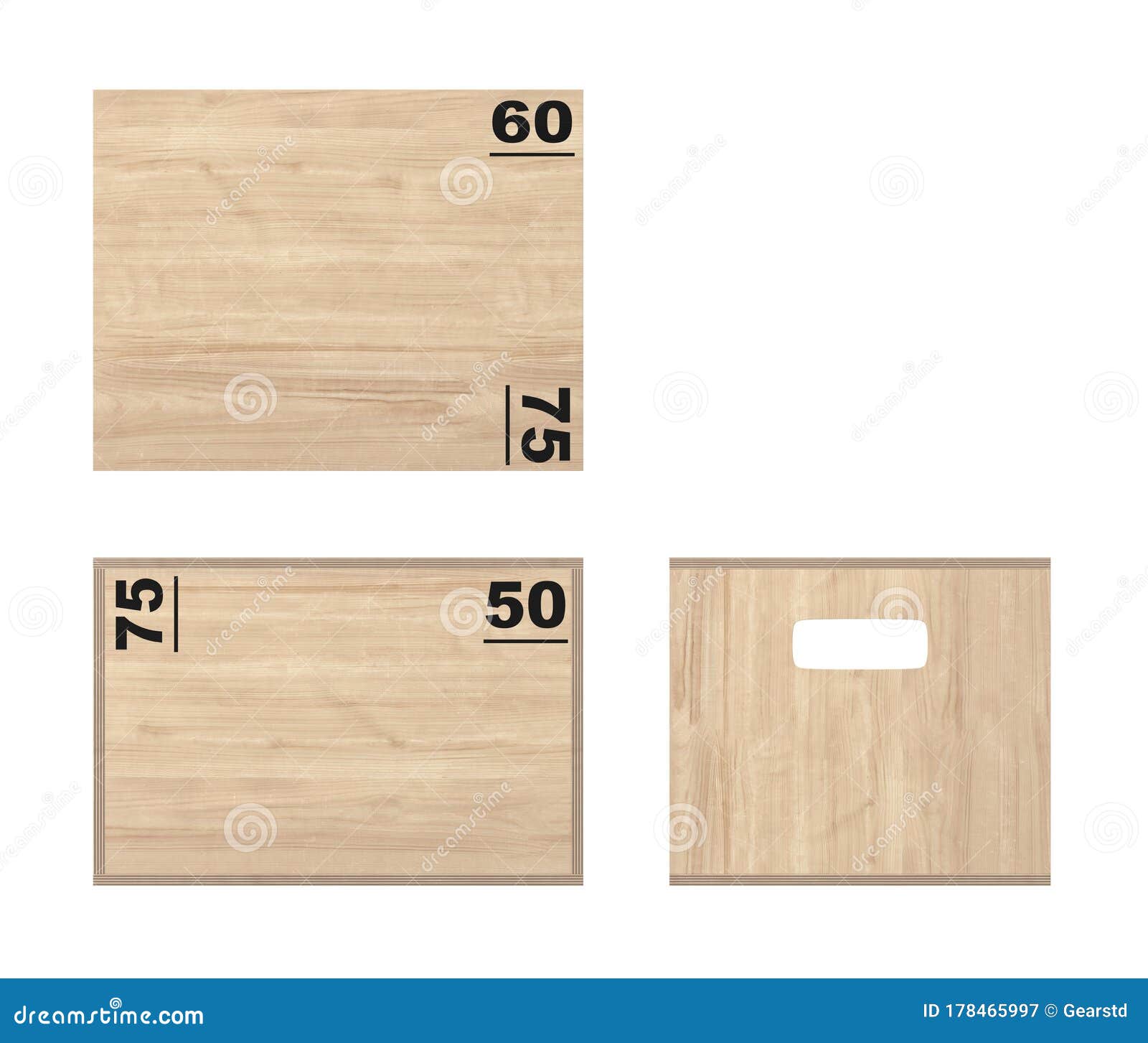 3d Rendering of Three Different Sides of Light Brown Wooden Box ...