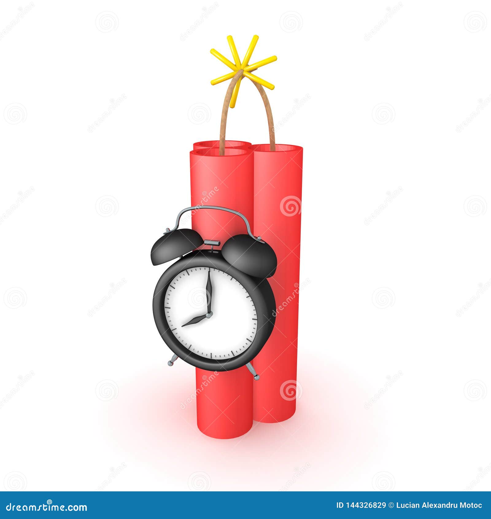 3D Rendering of Three Dynamite Sticks with Clock Stock Illustration ...