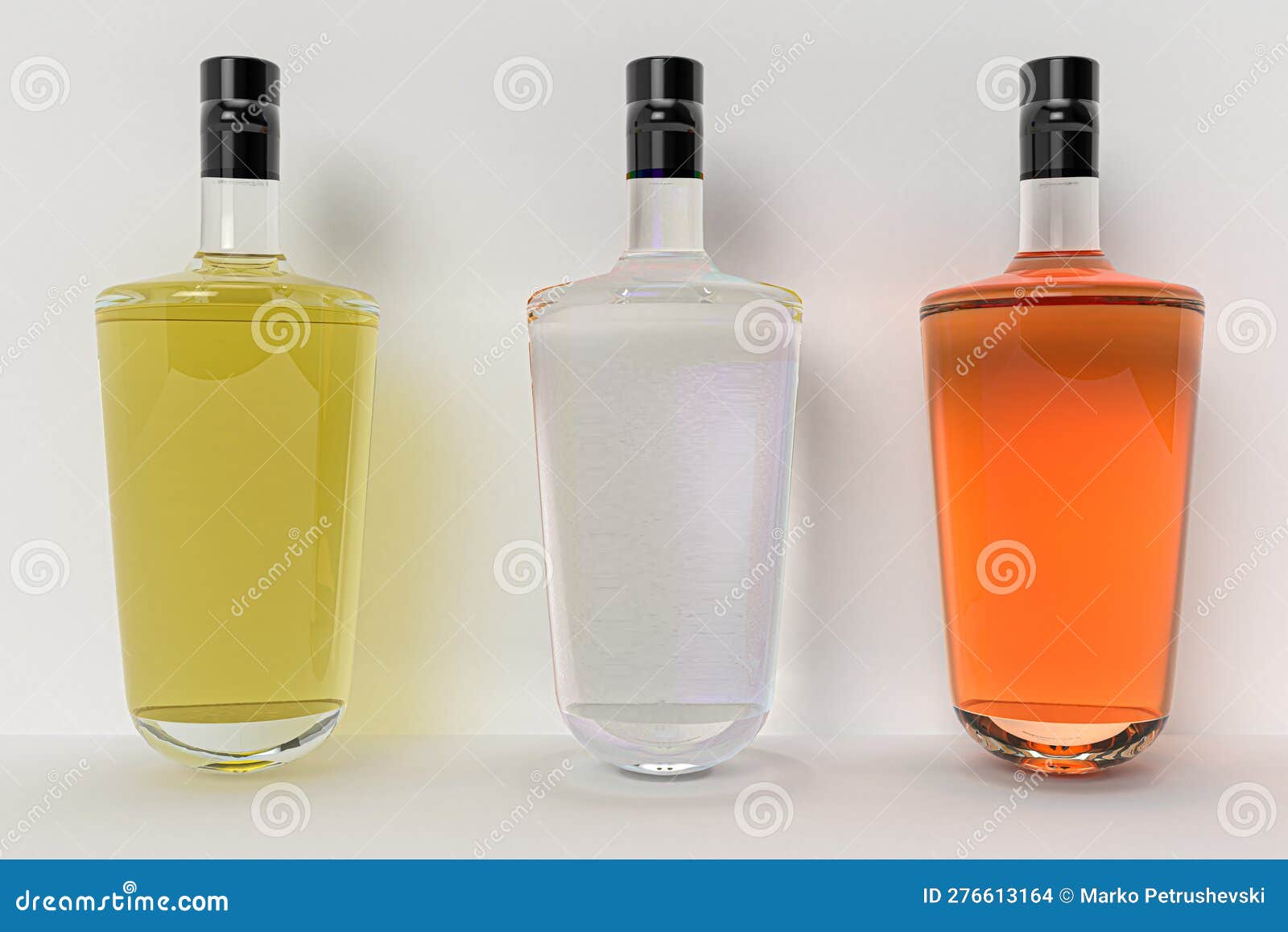 3D Rendering - Three Exclusive Bottle of Alcohol Isolated on White ...