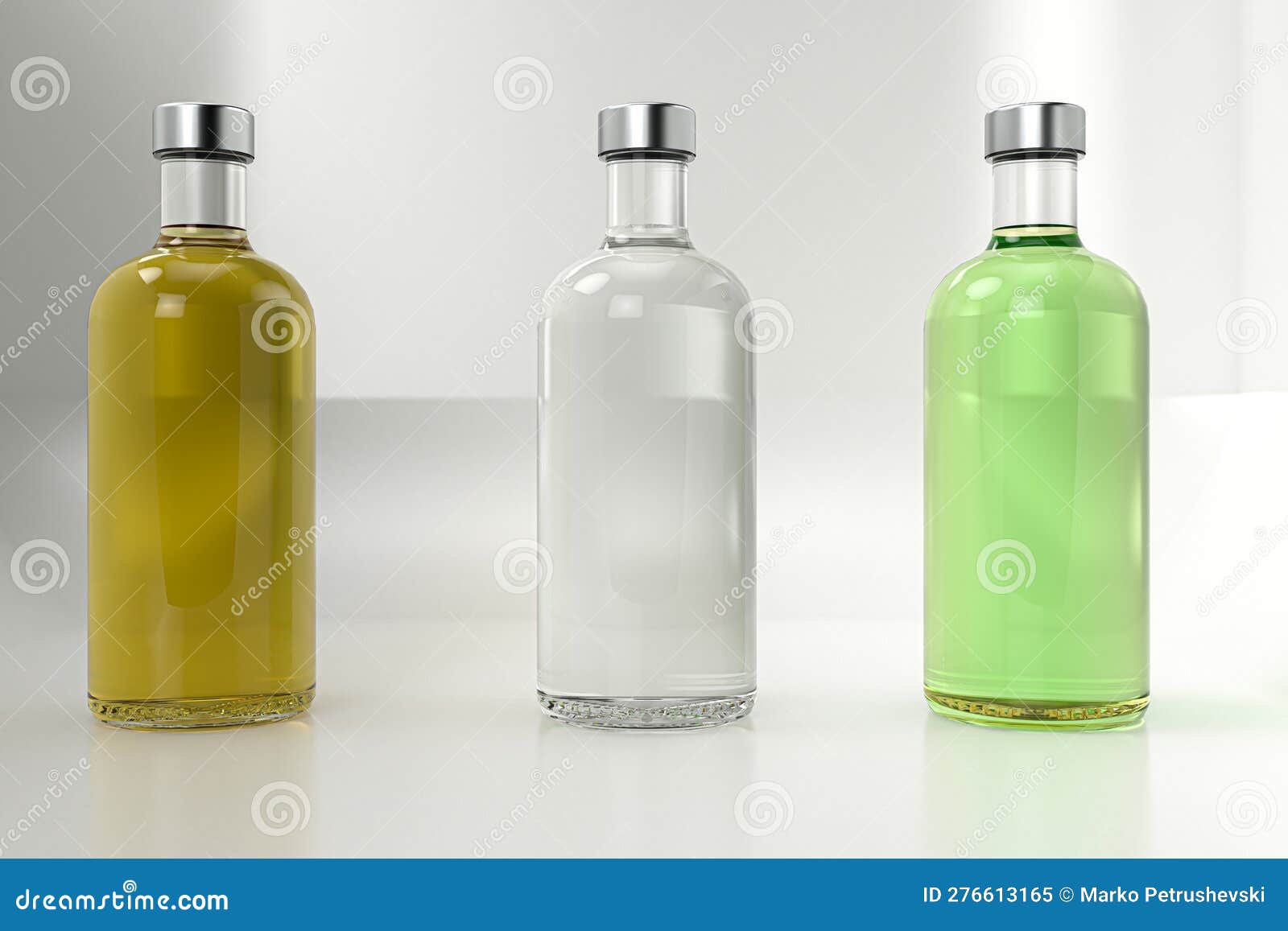 3D Rendering - Three Exclusive Bottle of Alcohol Isolated on White ...