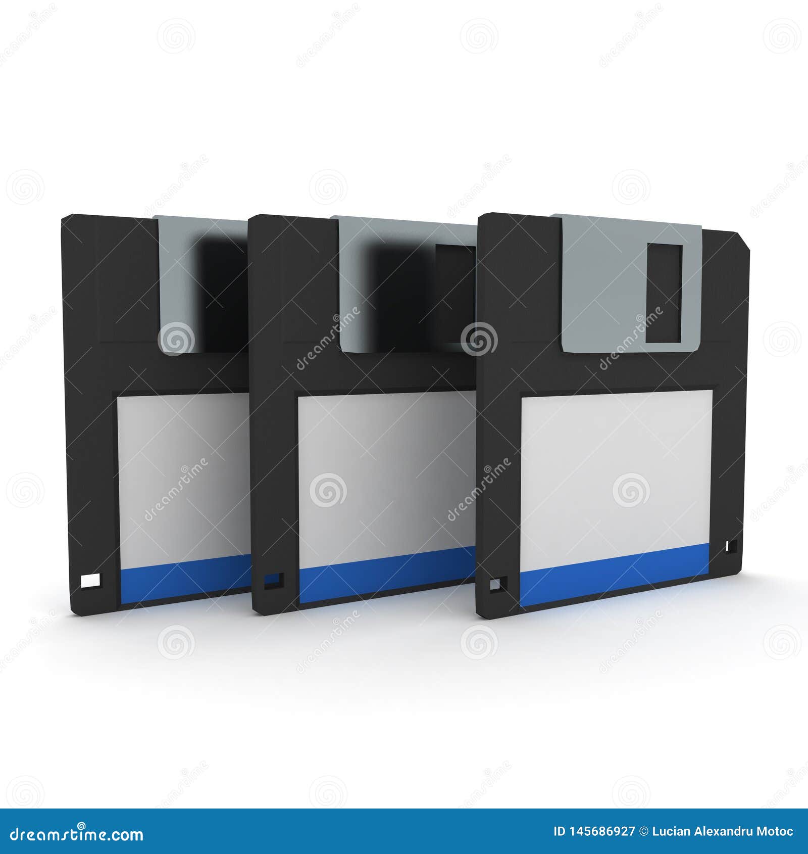 3D Rendering of Three Floppy Disks Stock Illustration - Illustration of ...