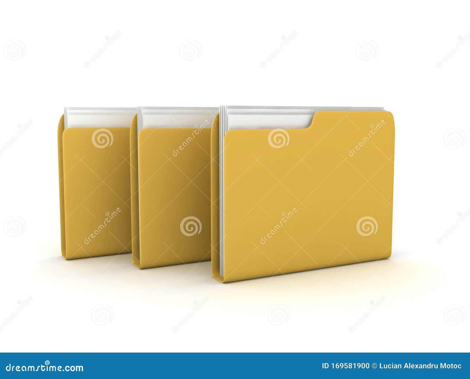 3D Rendering of Three Folders Stock Illustration - Illustration of text ...