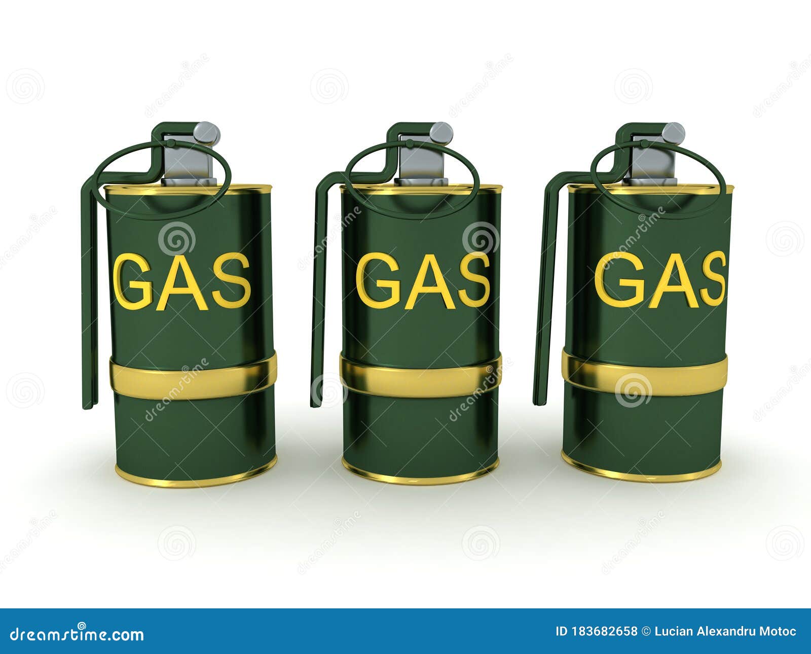 3D Rendering of Three Gas Grenades Stock Illustration - Illustration of ...