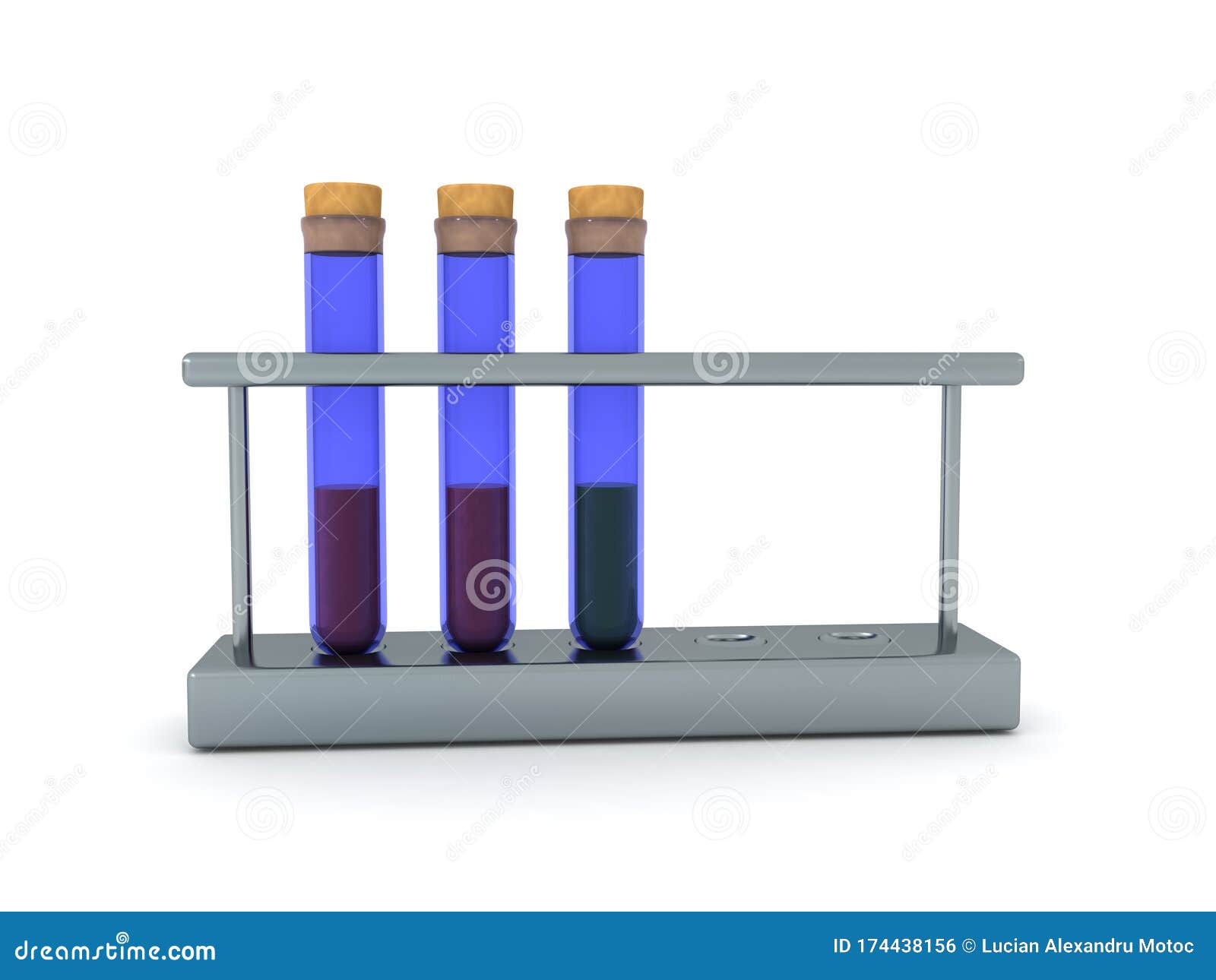 3D Rendering of Three Glass Vials Stock Illustration - Illustration of ...