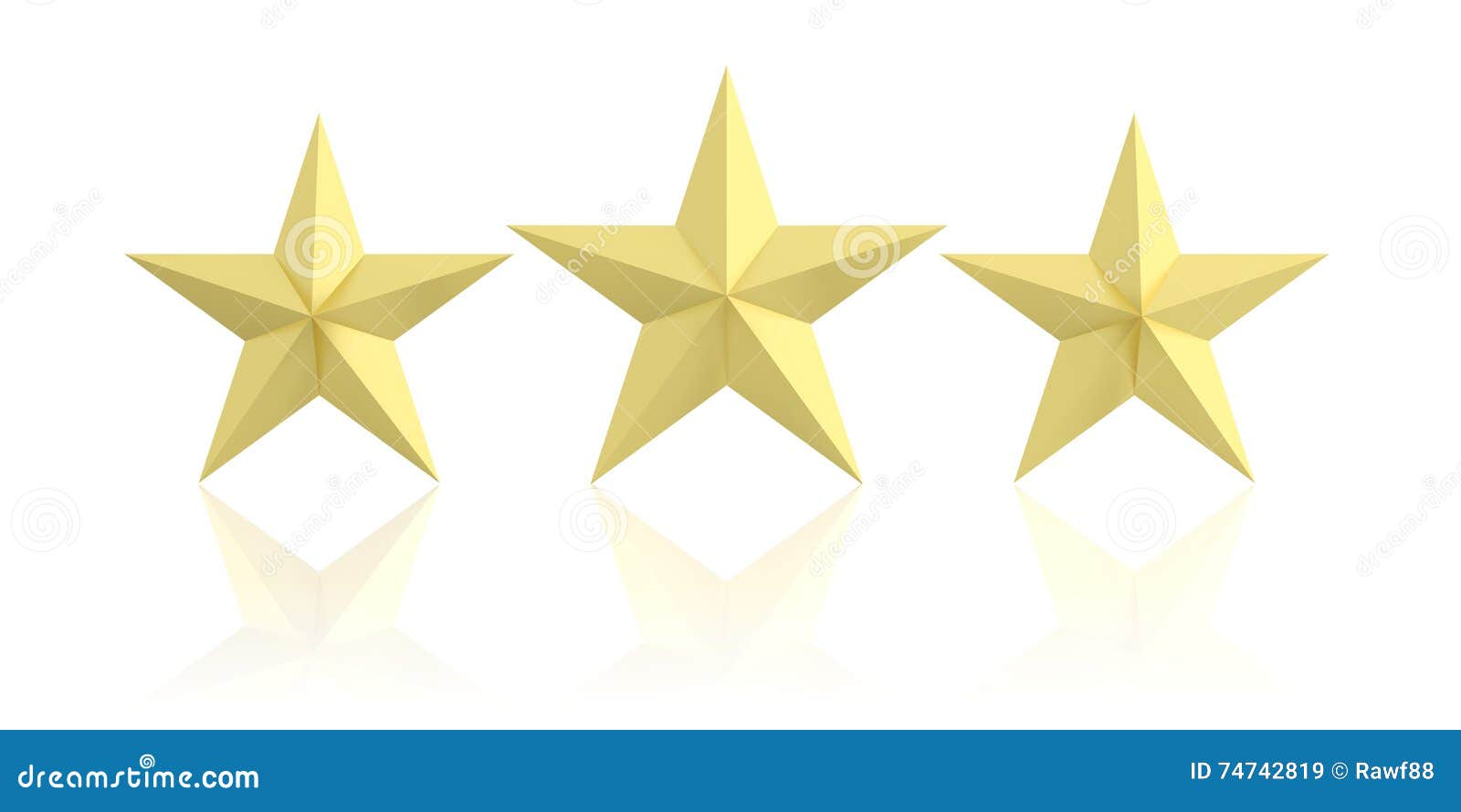 3d Rendering Three Golden Stars Stock Illustration - Illustration of ...