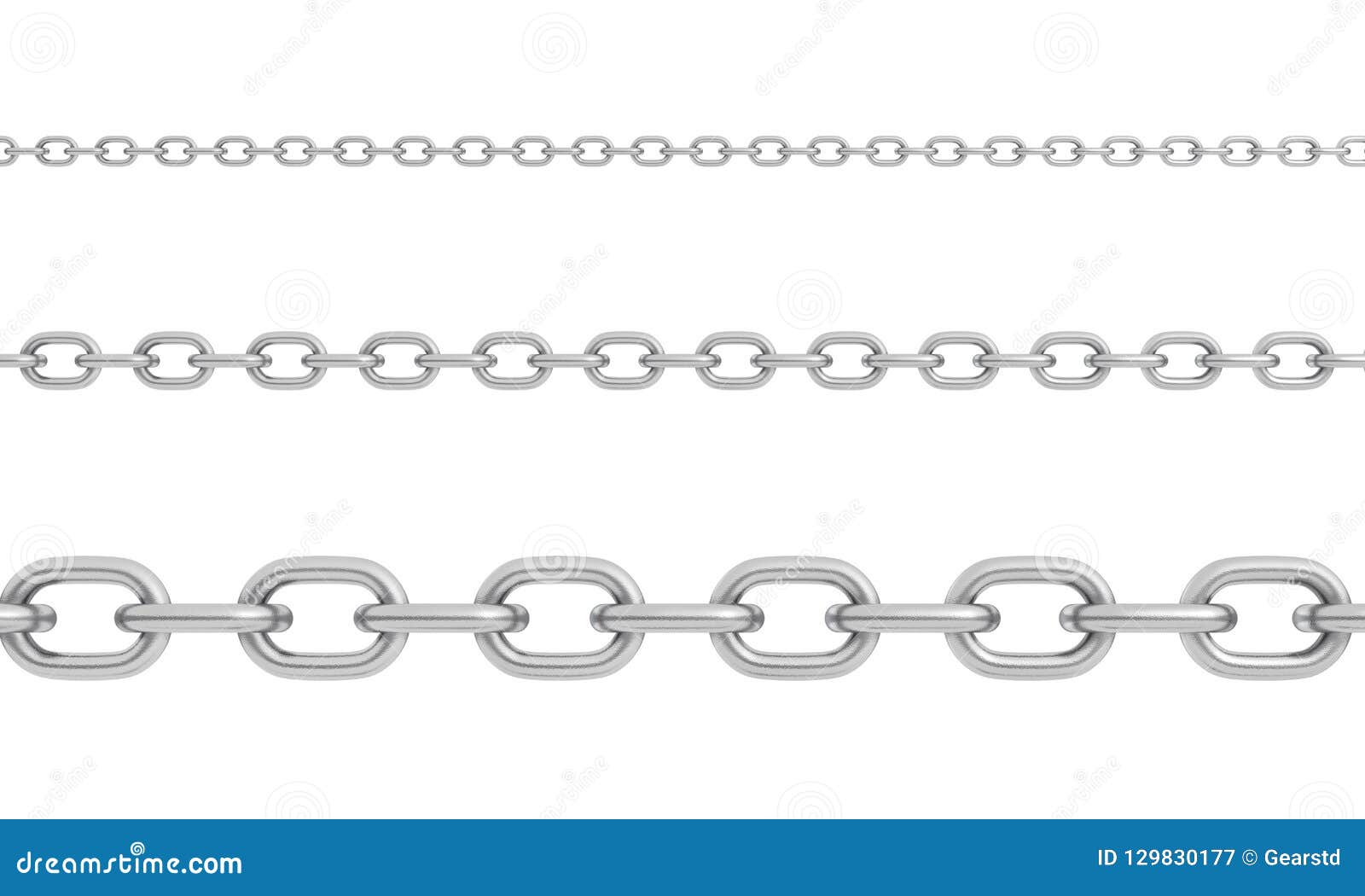 3d Rendering of Three Horizontally Placed Polished Steel Chains of ...