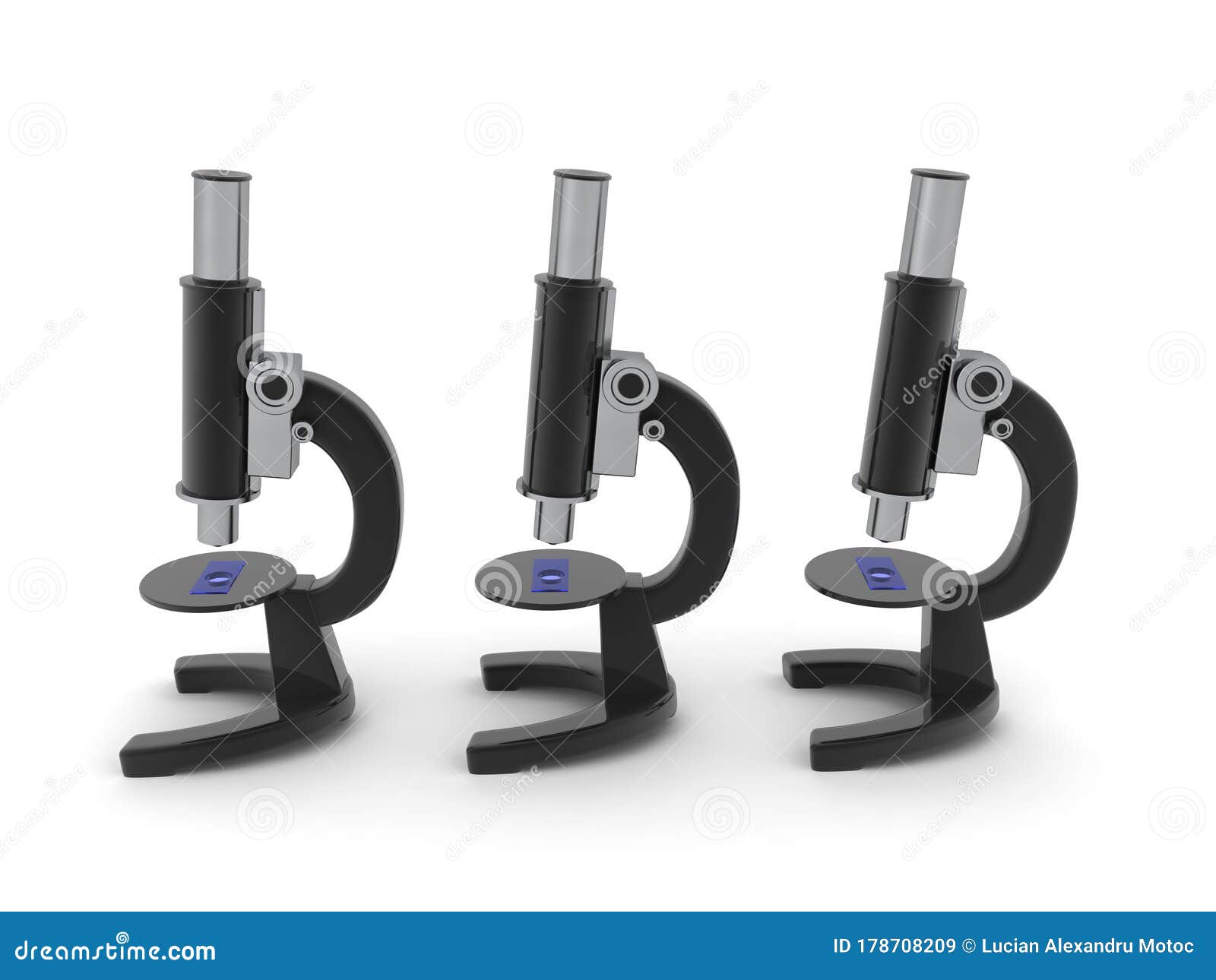 3D Rendering of Three Microscopes Stock Illustration - Illustration of ...