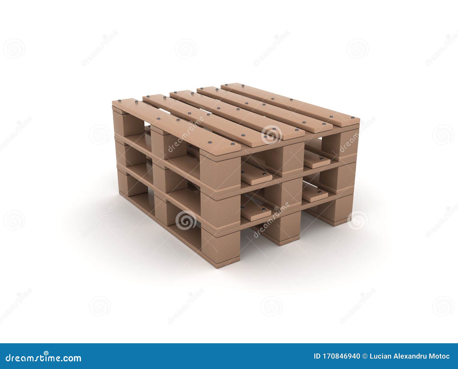 3D Rendering of Three Pallets Stacked on Top of Each Other Stock ...
