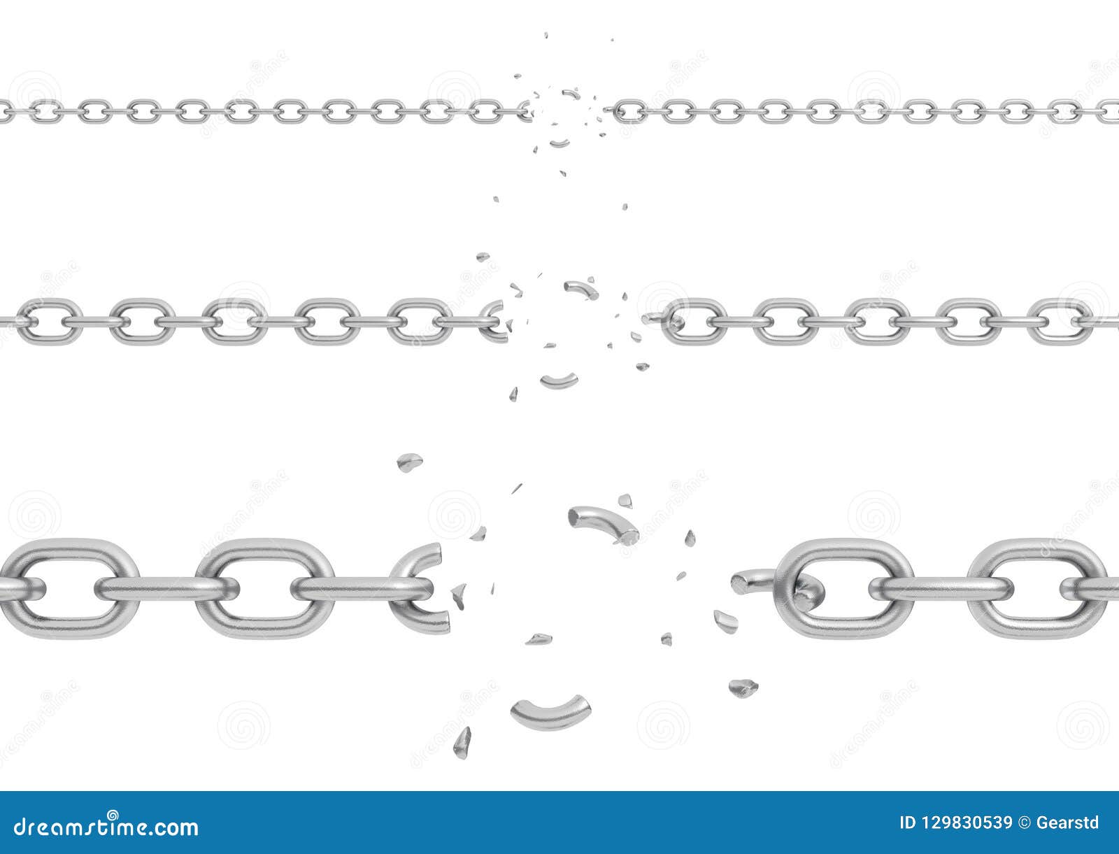 3d Rendering of Three Parts of Metal Chains with Different Thickness ...