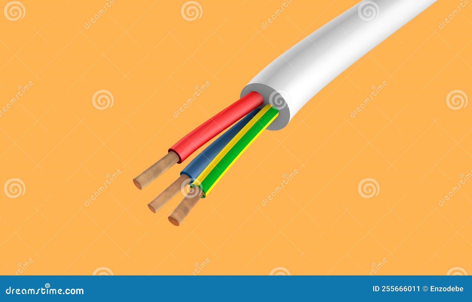 3d Rendering of Three-pole Electric Cable Stock Illustration ...