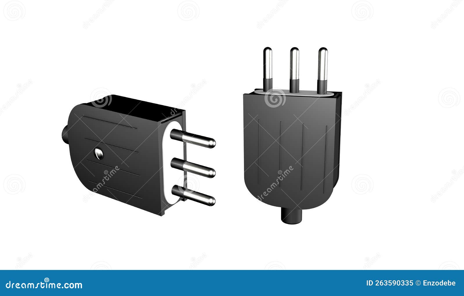 3D Rendering of Three-pole Plug Stock Illustration - Illustration of circuit, connection: 263590335