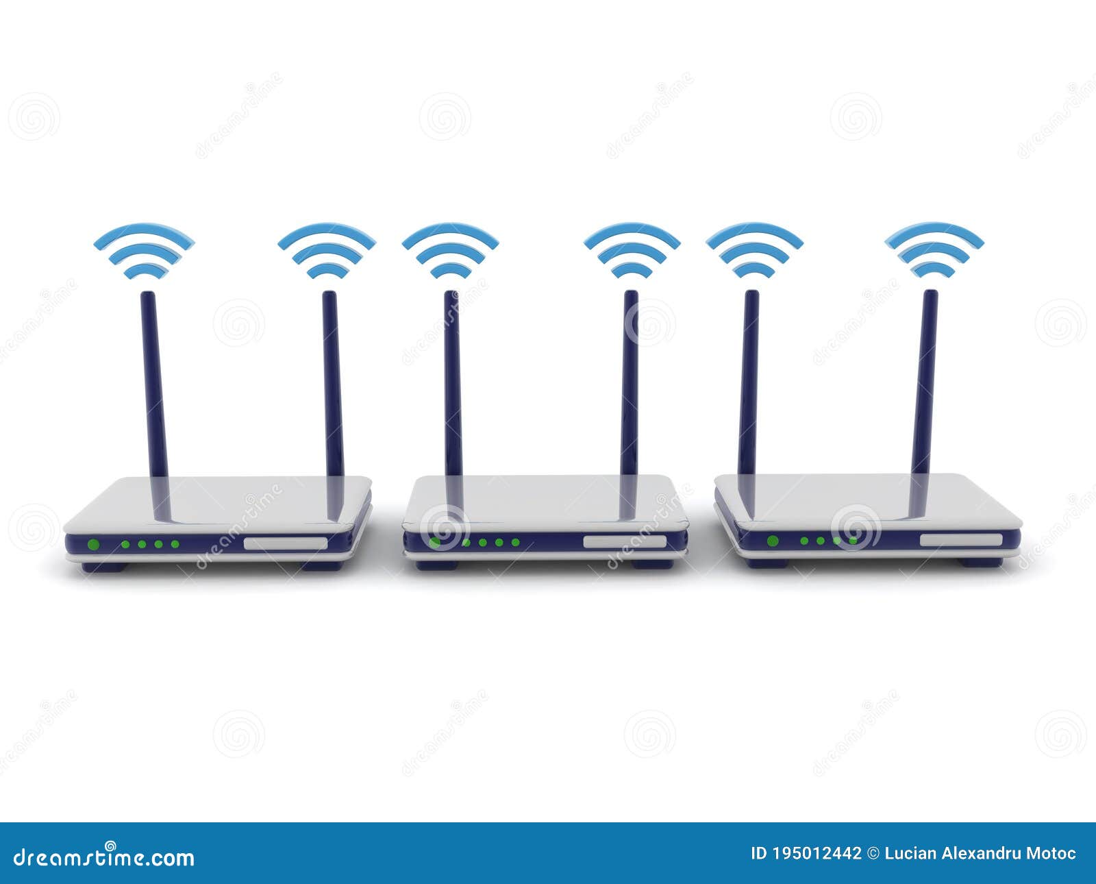 3D Rendering of Three Routers Stock Illustration - Illustration of ...