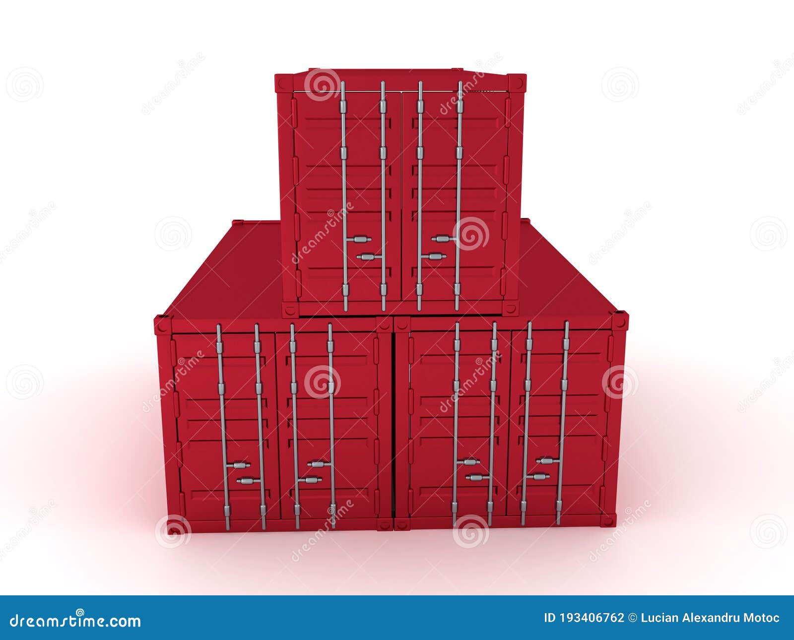 3D Rendering of Three Shipping Containers Stock Illustration ...