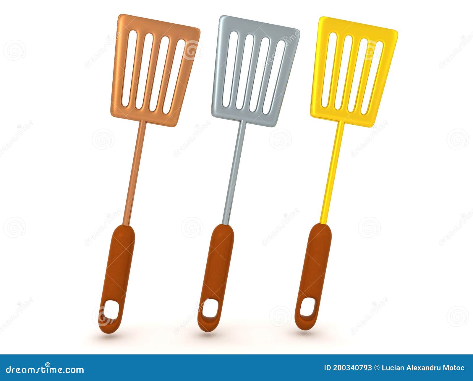 3D Rendering of Three Spatulas Stock Illustration - Illustration of ...