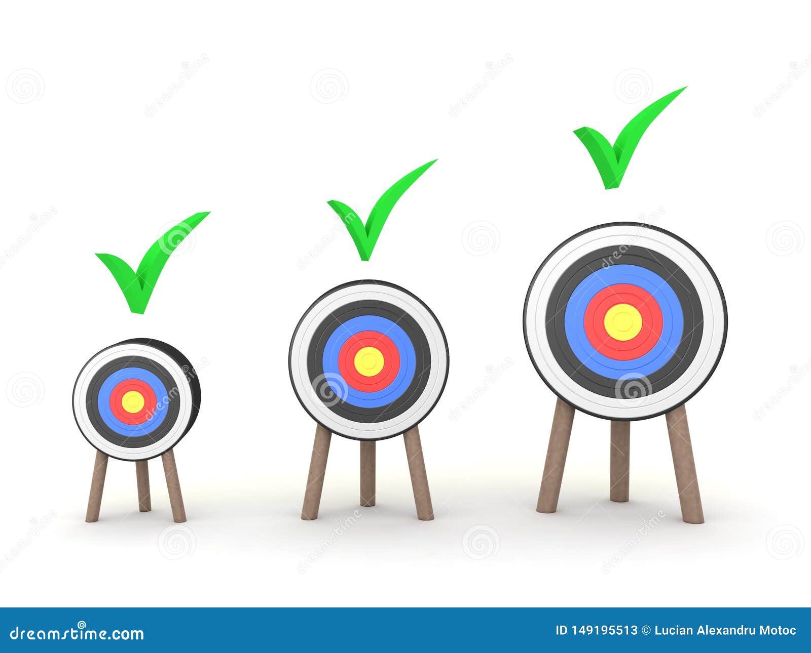 3D Rendering of Three Targets Completed Stock Illustration ...