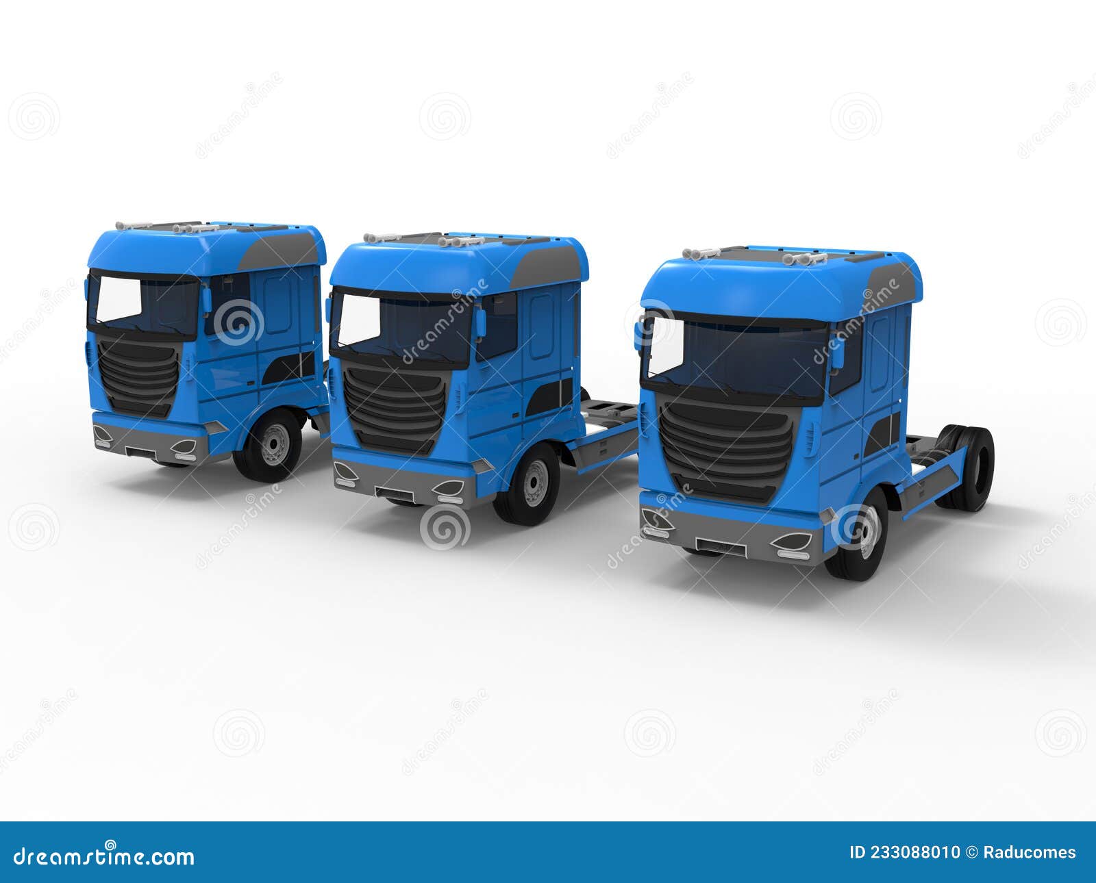 3D Rendering - Three Trucks Parked in a Line Stock Illustration ...