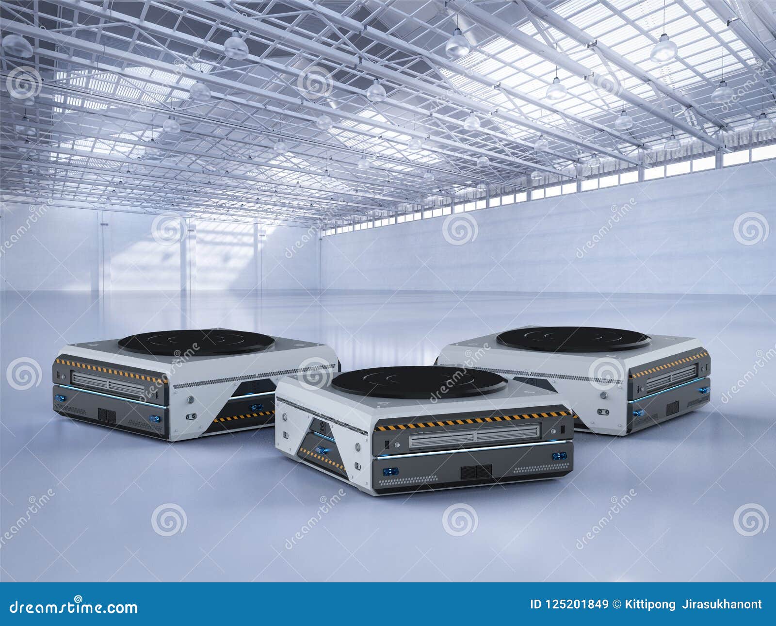 Empty warehouse robots stock illustration. Illustration of robot ...