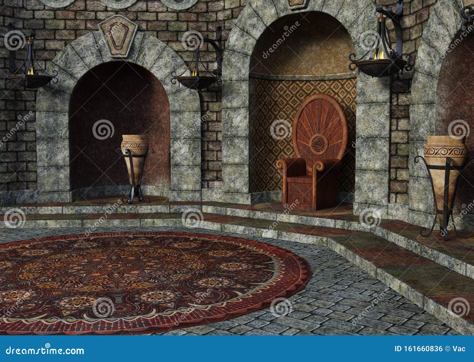 3D Rendering Throne Room stock illustration. Illustration of palace ...