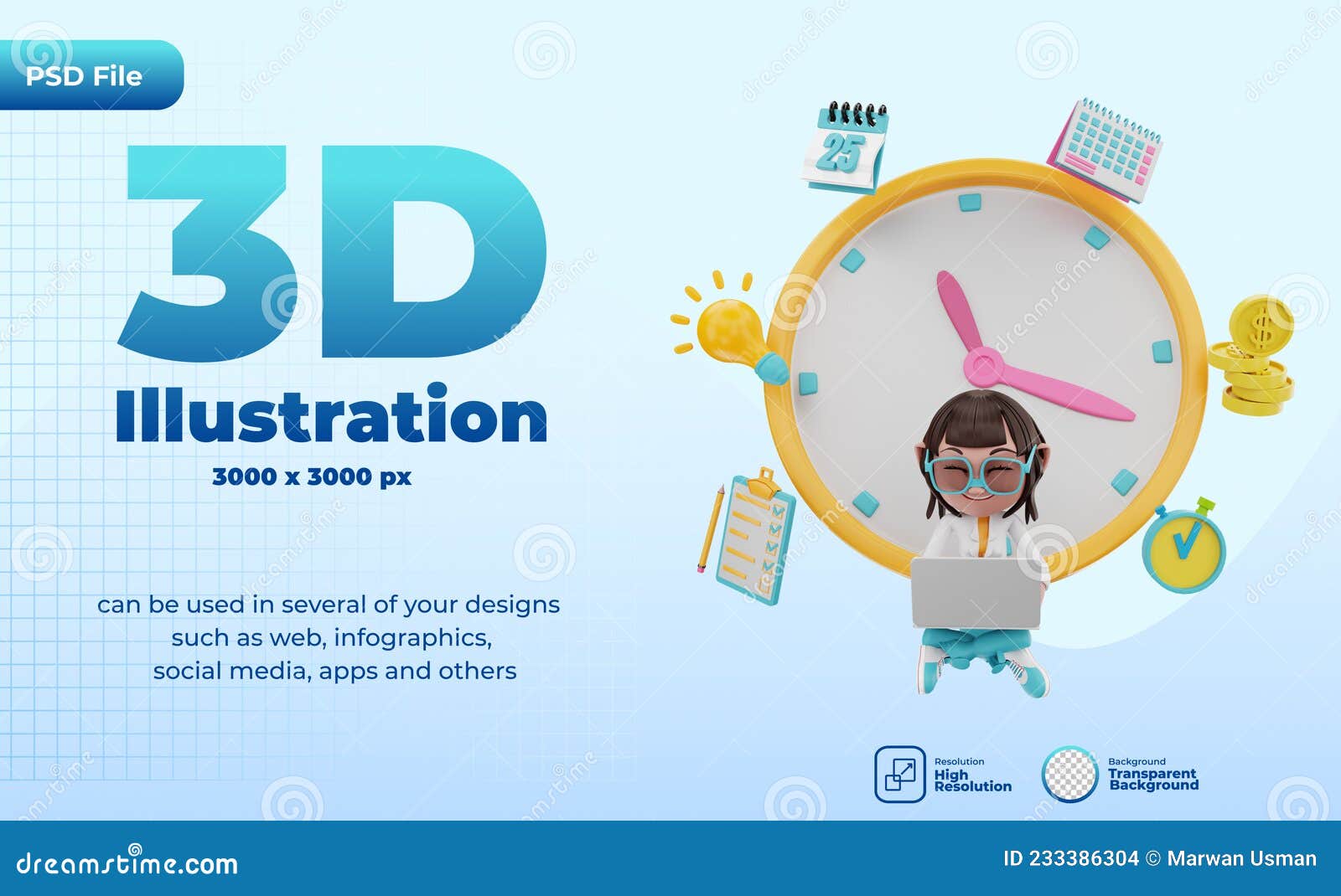 3D Rendering of Time Management Illustration Stock Photo - Illustration ...
