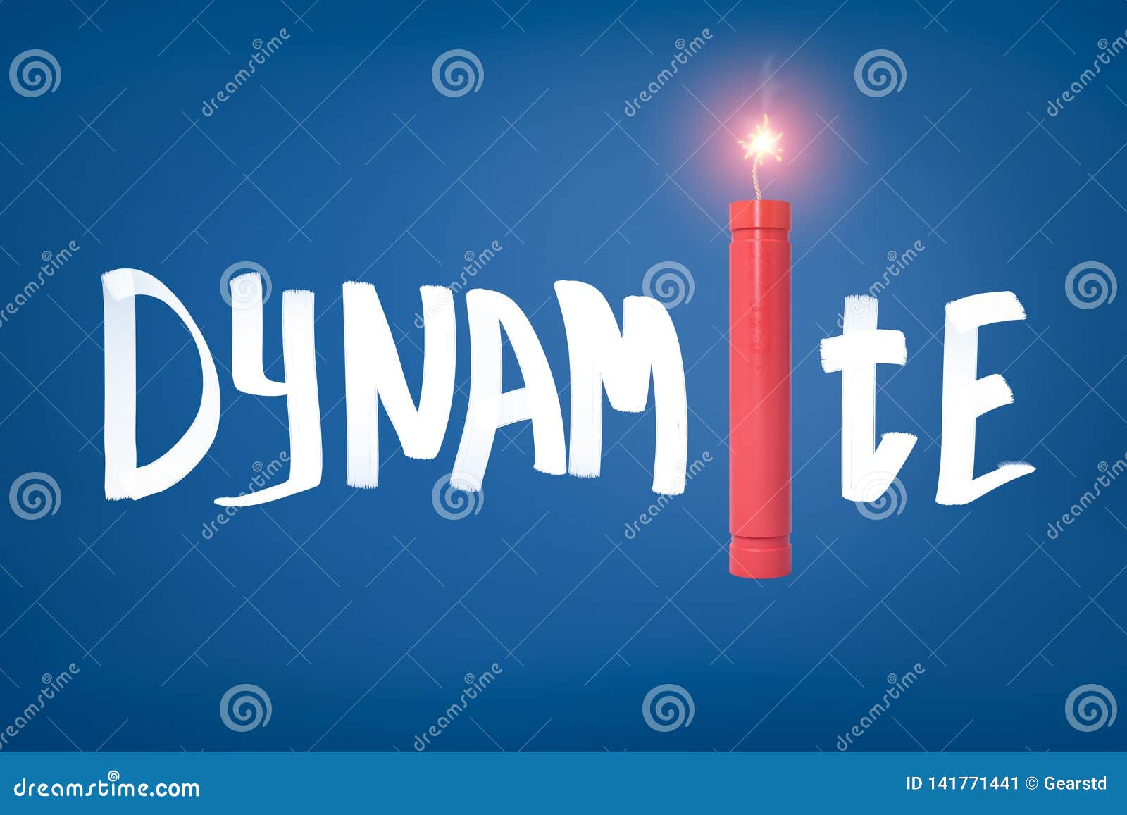 3d Rendering of the Title `DYNAMITE` with a Lit Dynamite Stick instead ...