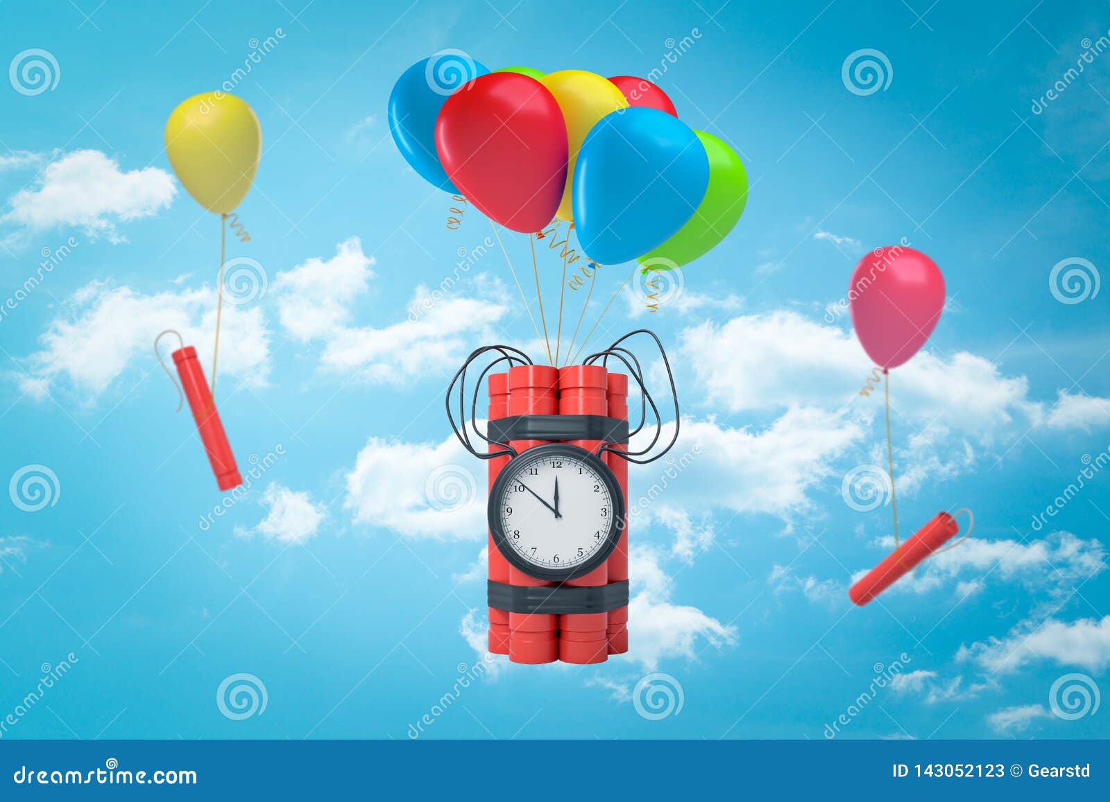 3d Rendering of Tnt Dynamite Time Bombs with Colorful Balloon in the ...