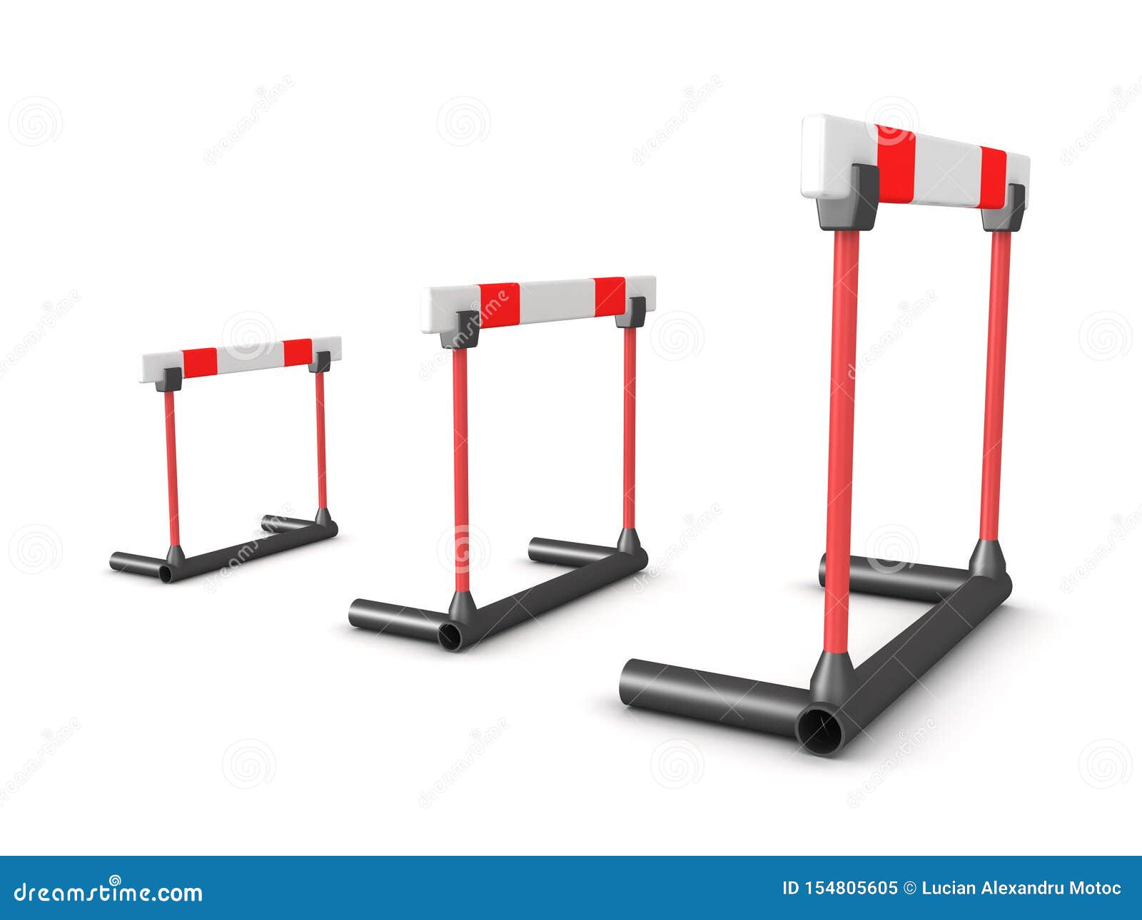3D Rendering To Increasingly Larger Hurdles Stock Illustration ...