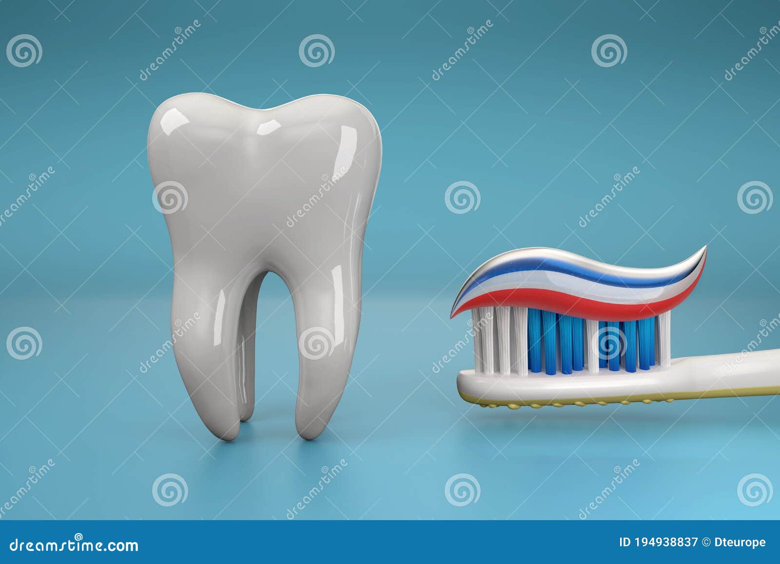 3D Rendering from a Toothbrush with Toothpaste and a Single Tooth Model ...