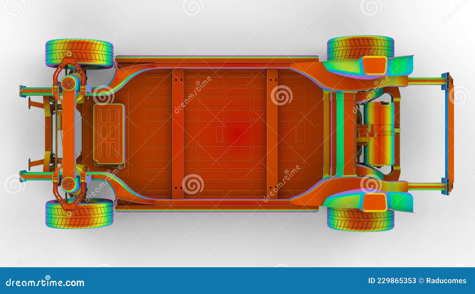 3D Rendering - Top View Analysis of a Car Chassis Stock Illustration ...