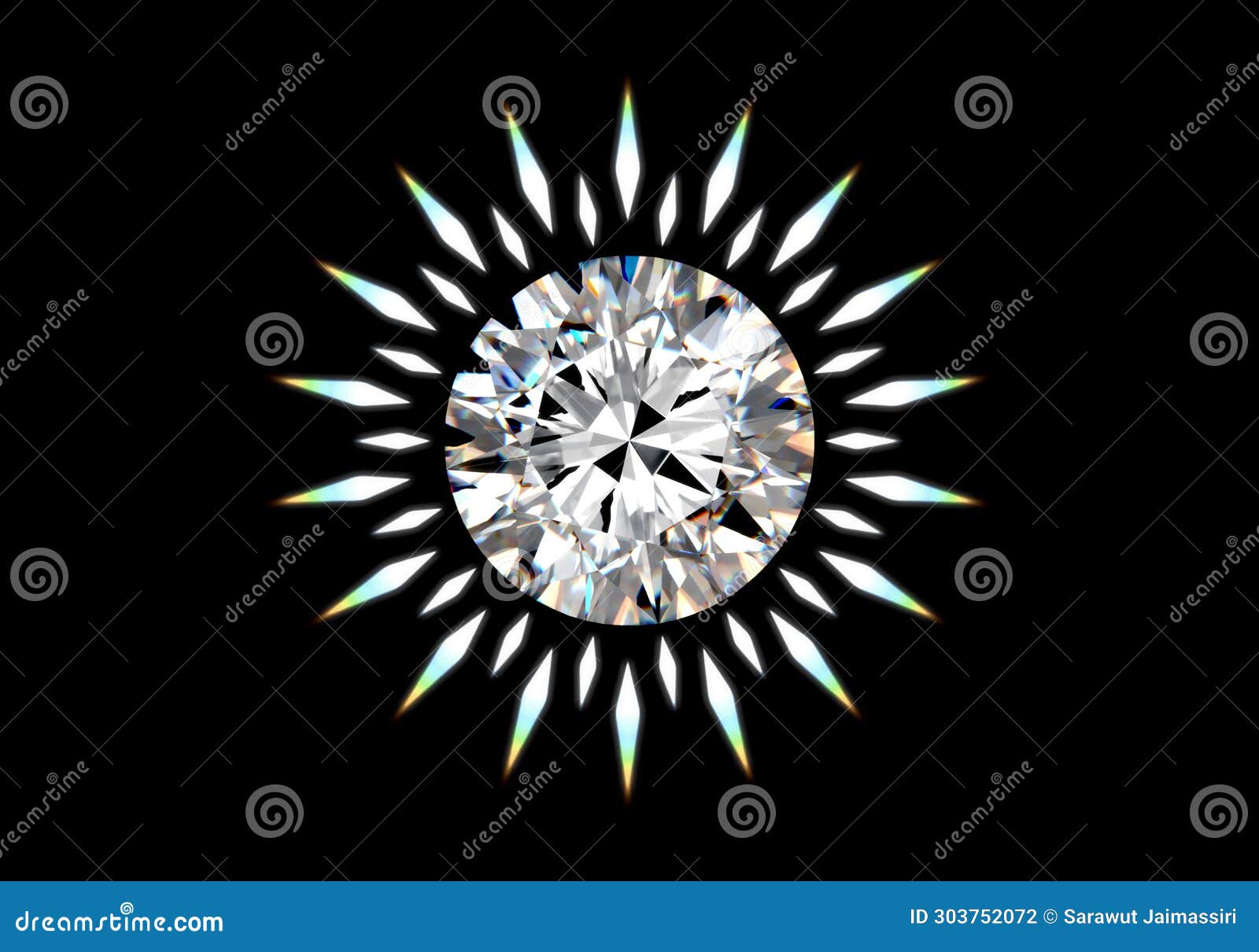 3D Rendering Top View Diamond Isolated on Black Background without AI ...