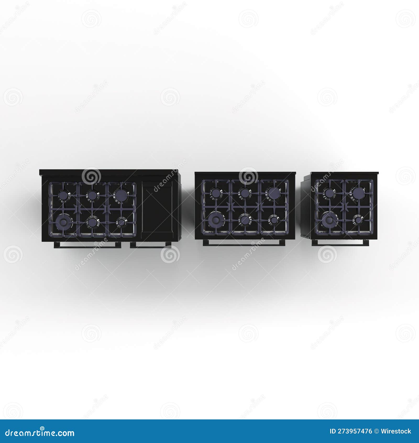 3d Rendering of a Top View of Gas Stoves on a White Background. Stock ...