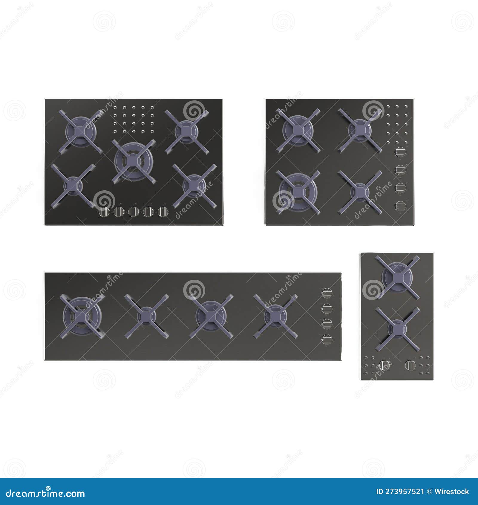 3d Rendering of a Top View of Gas Stoves on a White Background. Stock ...