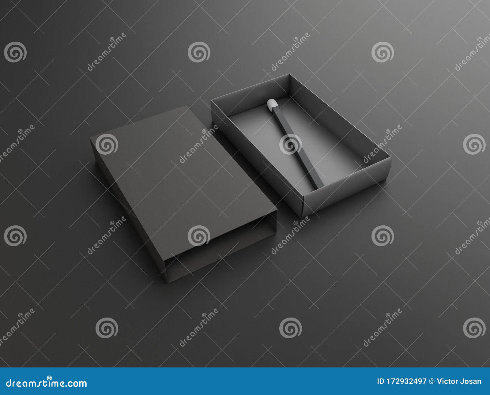 3d Rendering of Top View Matchbox on Dark Background Stock Illustration ...