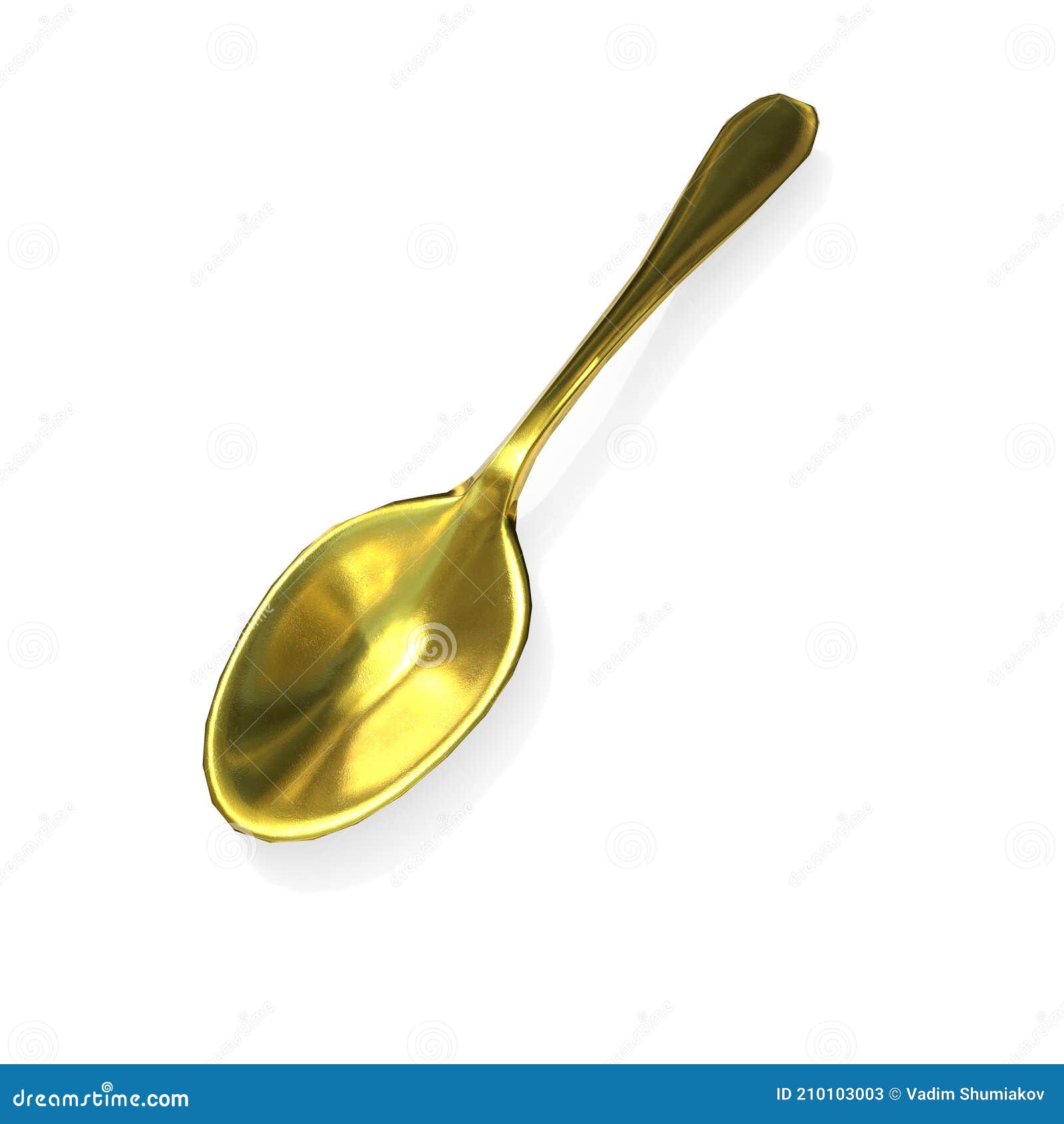 3d Rendering. Top View of Metal Spoon with Clipping Path Isolated on ...