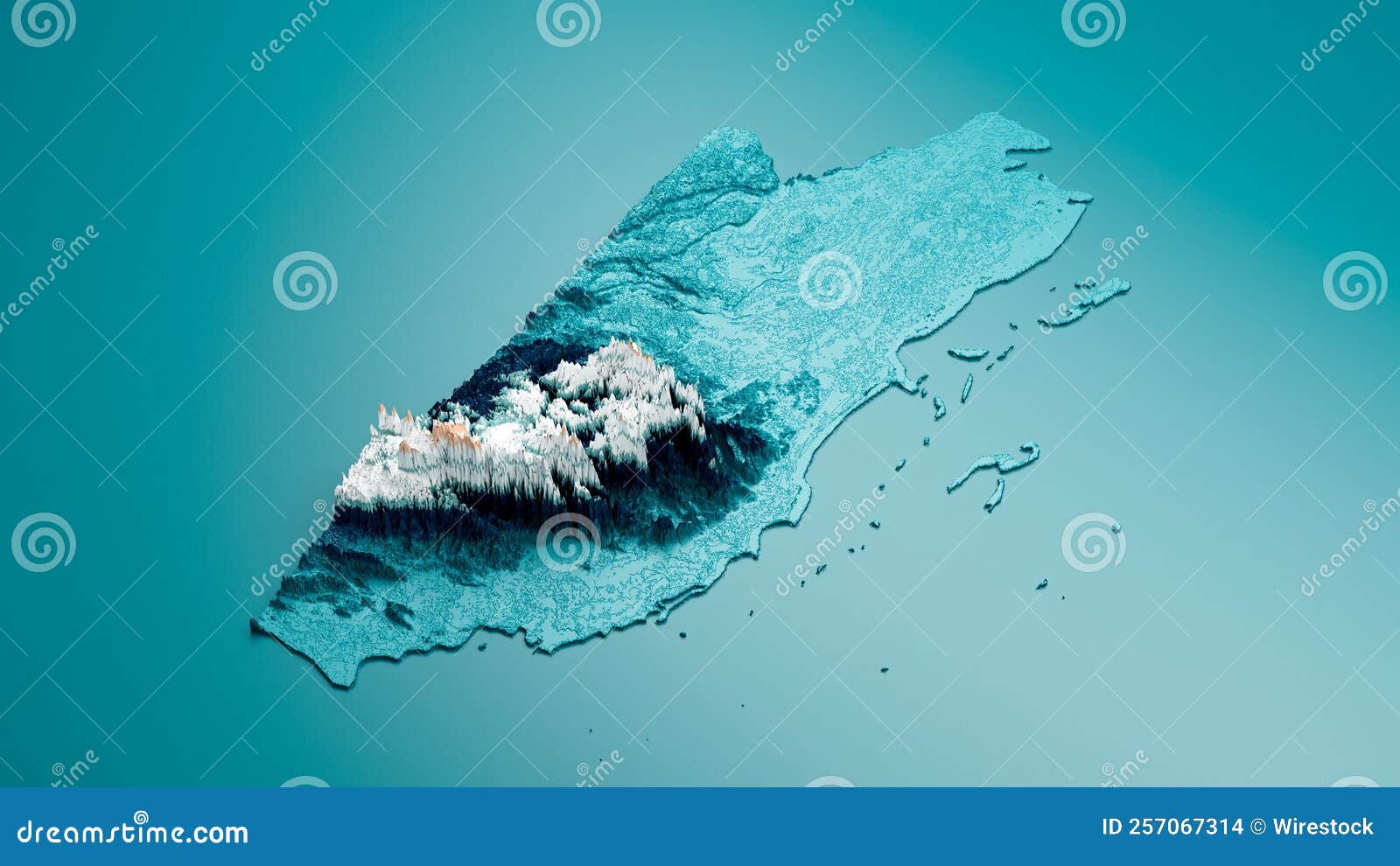 3D Rendering of the Topographic Belize Map Stock Illustration ...