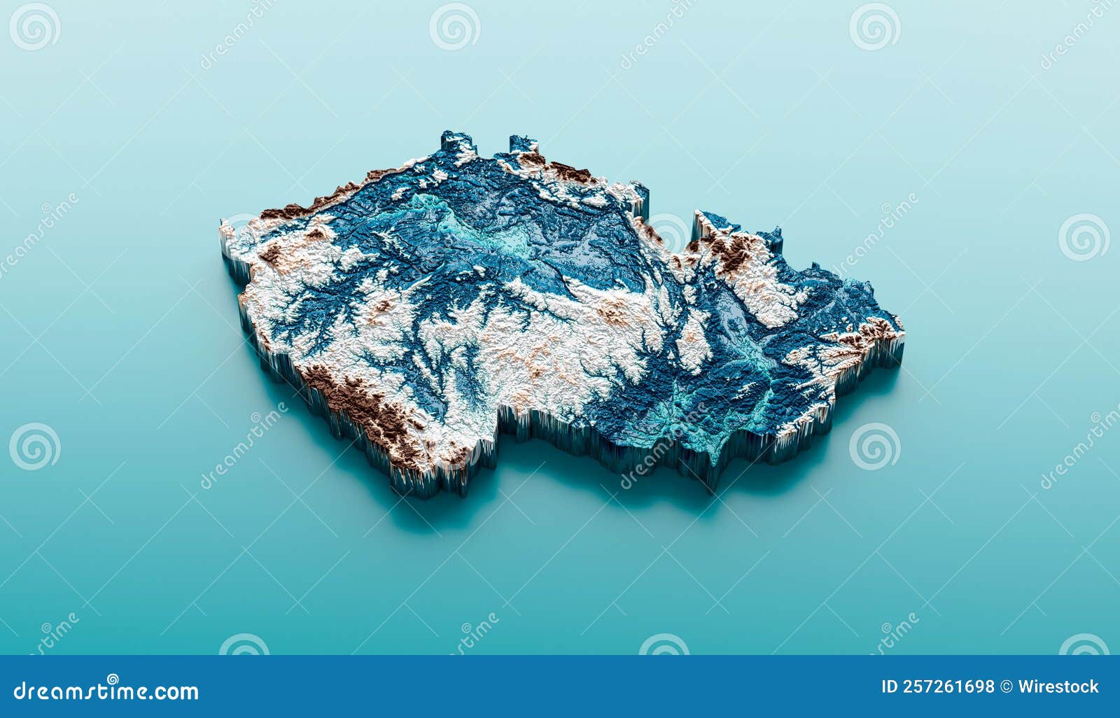 3d Rendering of Topographic Czechia Map, Hypsometric Czech Republic ...