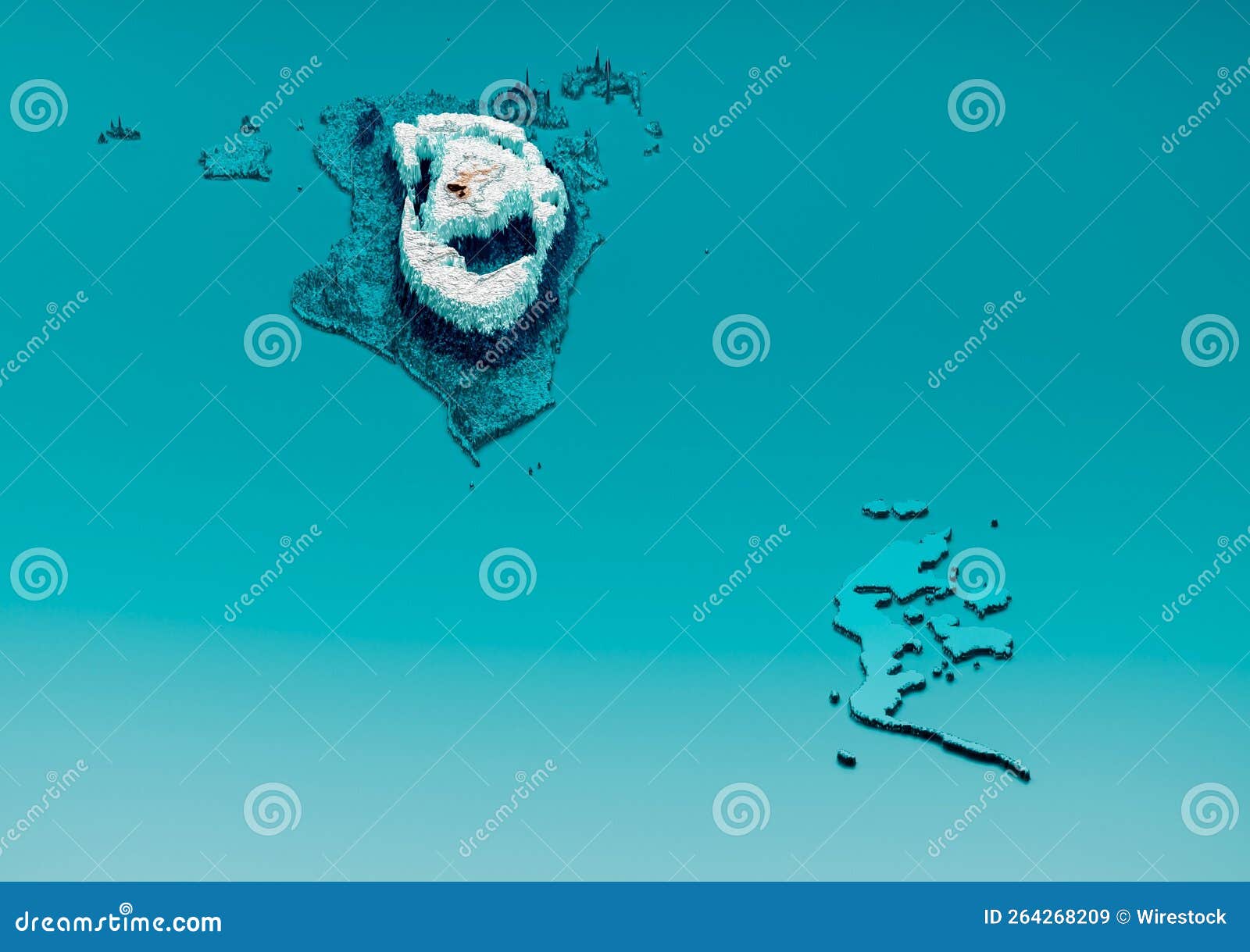 3D Rendering of a Topography Map of Bahrain Isolated on a Blue Gradient ...