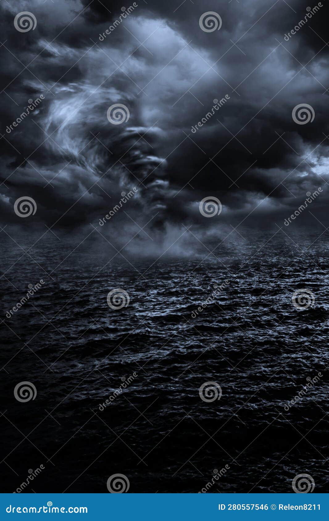 3D Rendering Tornado in the Ocean in the Rainy Stock Photo - Image of ...