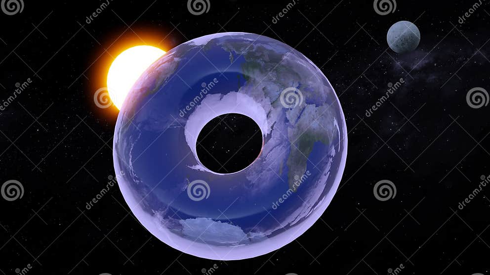 A Torus or Donut Shape Earth on the Outer Space Stock Illustration ...