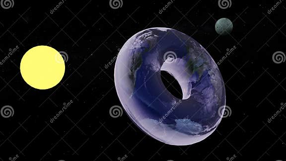 A Torus or Donut Shape Earth on the Outer Space Stock Illustration ...
