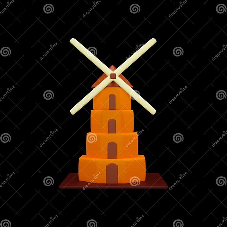 3D Rendering of Tower Mill Element on Black Stock Illustration ...