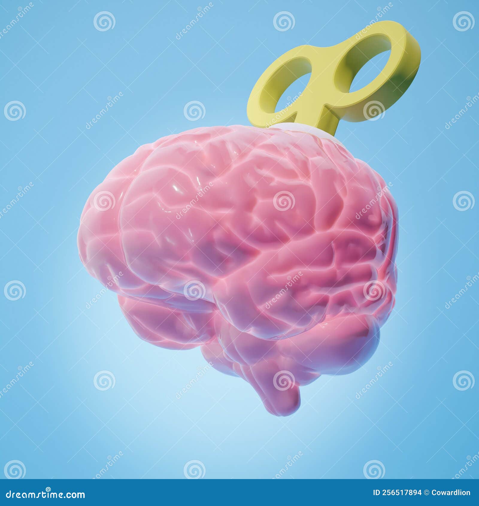 3D Rendering of a Toy Brain with a Winding Mechanism Stock Illustration ...