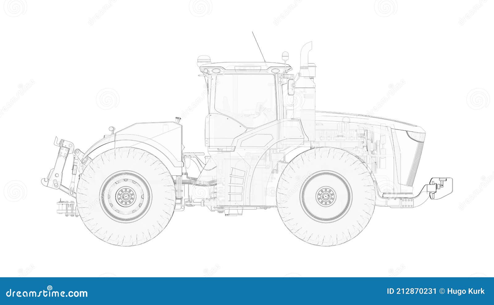 3D Rendering of a Tractor with Double Wheels Vehicle Isolated on White ...