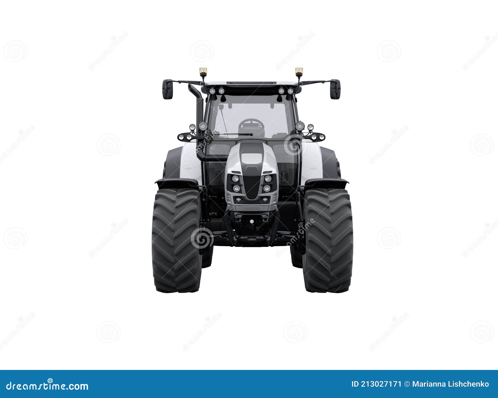 3d Rendering Tractor Front View Isolated on White Background No Shadow ...