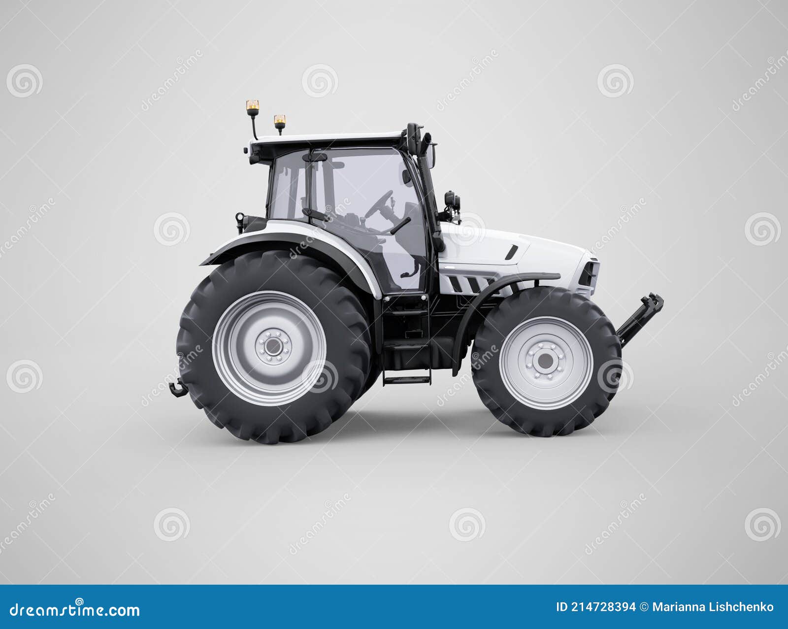 3d Rendering Tractor Side View Isolated on Gray Background with Shadow ...