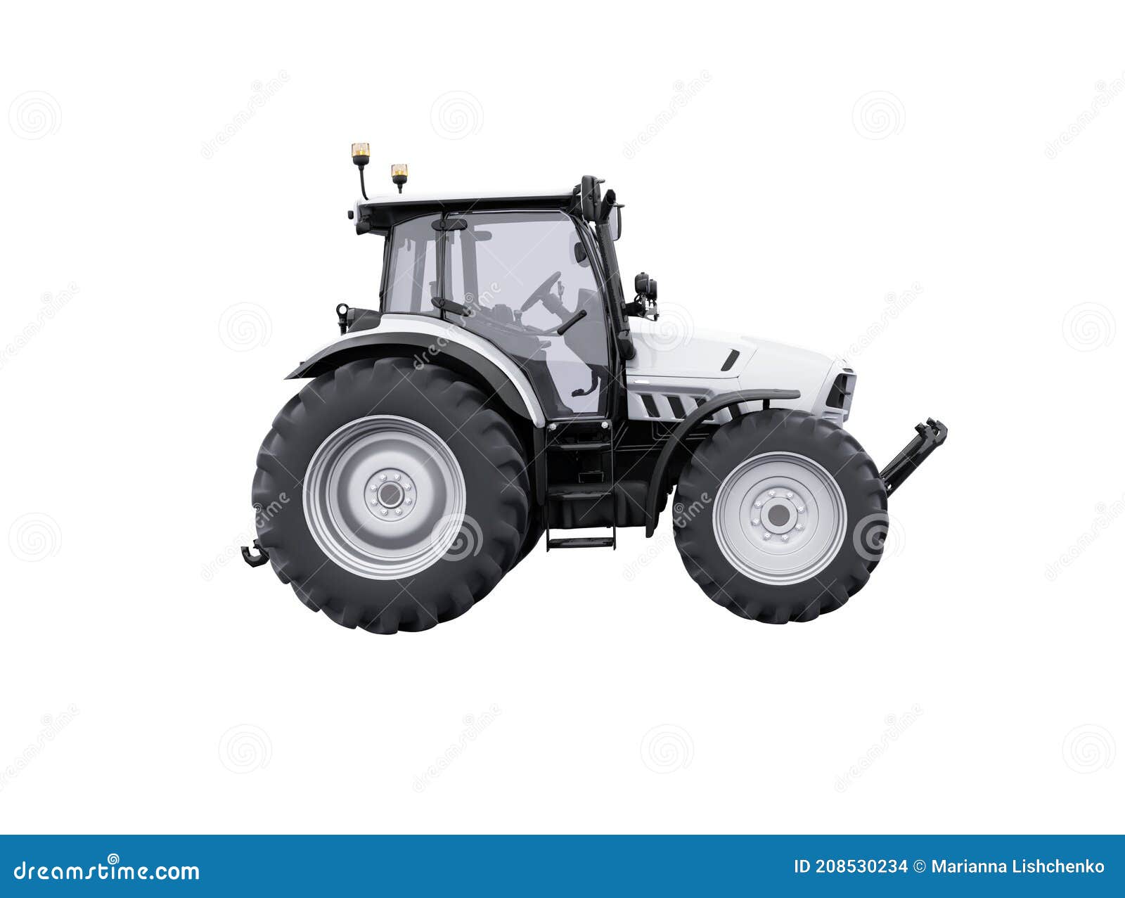 3d Rendering Tractor Side View Isolated on White Background No Shadow ...