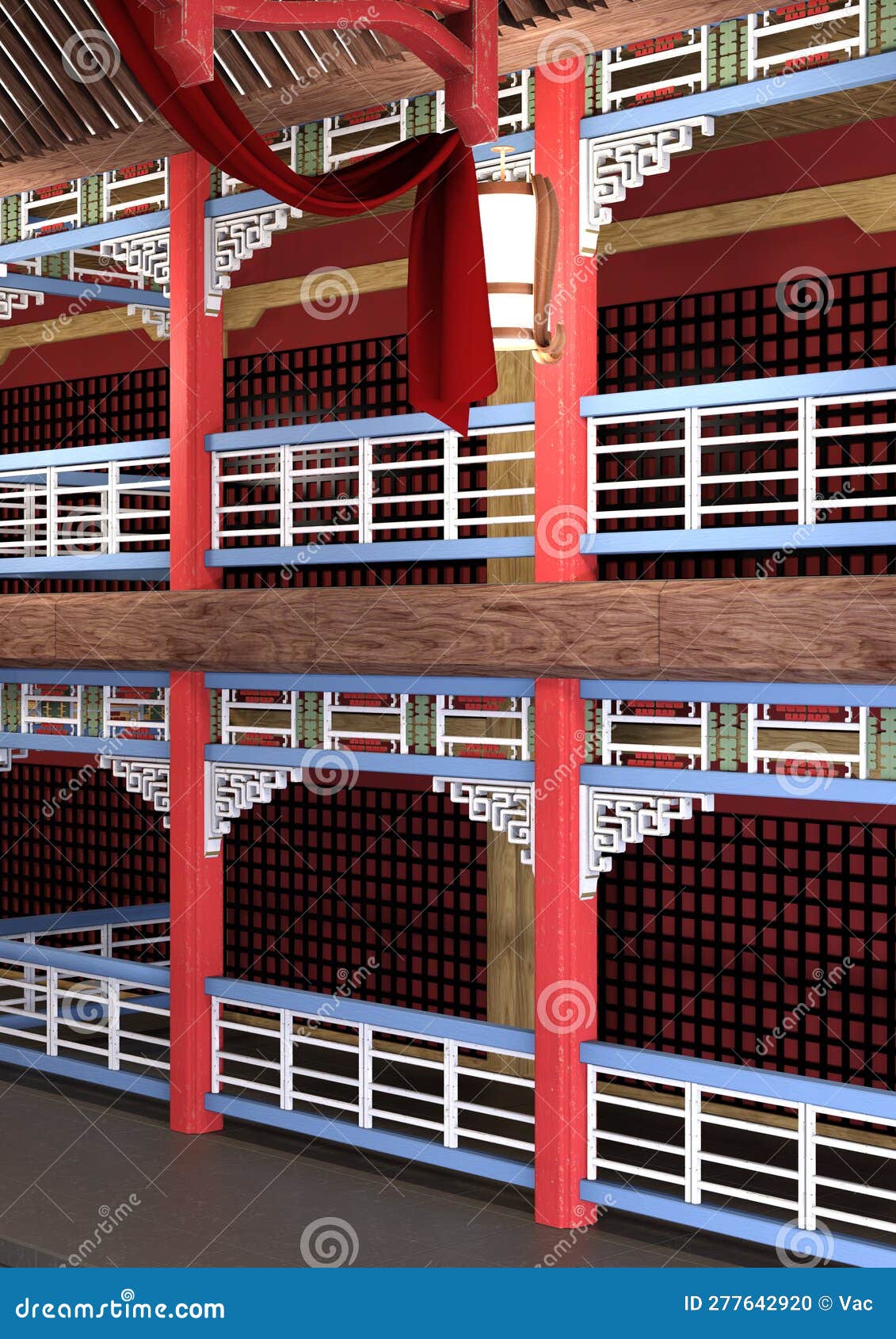 3D Rendering Traditional Chinese Hall Stock Illustration - Illustration ...