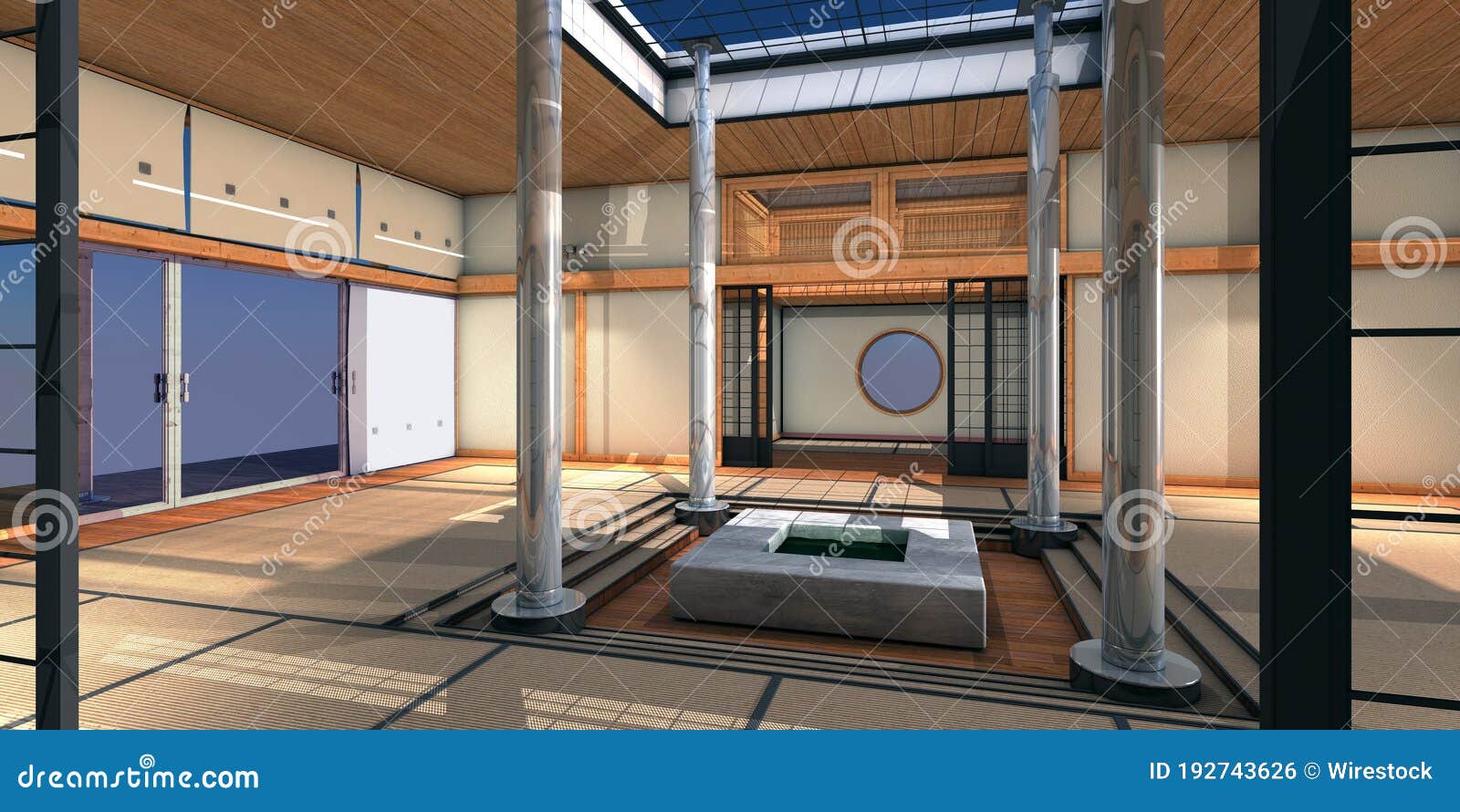3D Rendering of Traditional Japanese House Interior Stock Illustration ...