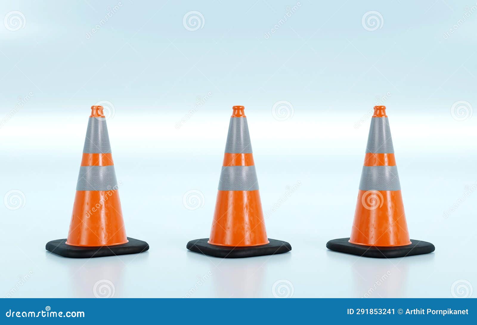 3D Rendering of Traffic Cones, Caution, Warning, Under Construction ...