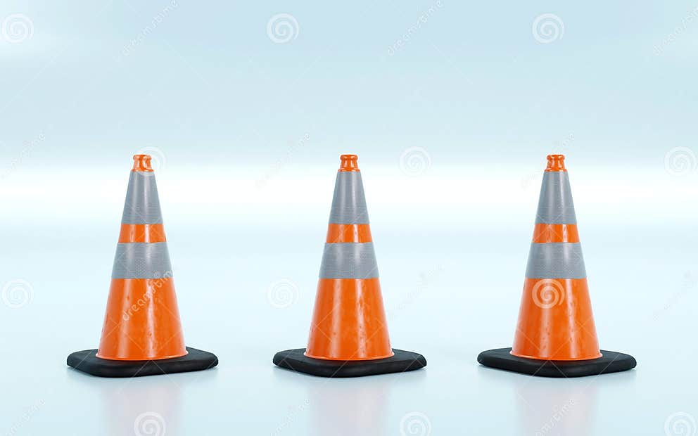 3D Rendering of Traffic Cones, Caution, Warning, Under Construction ...